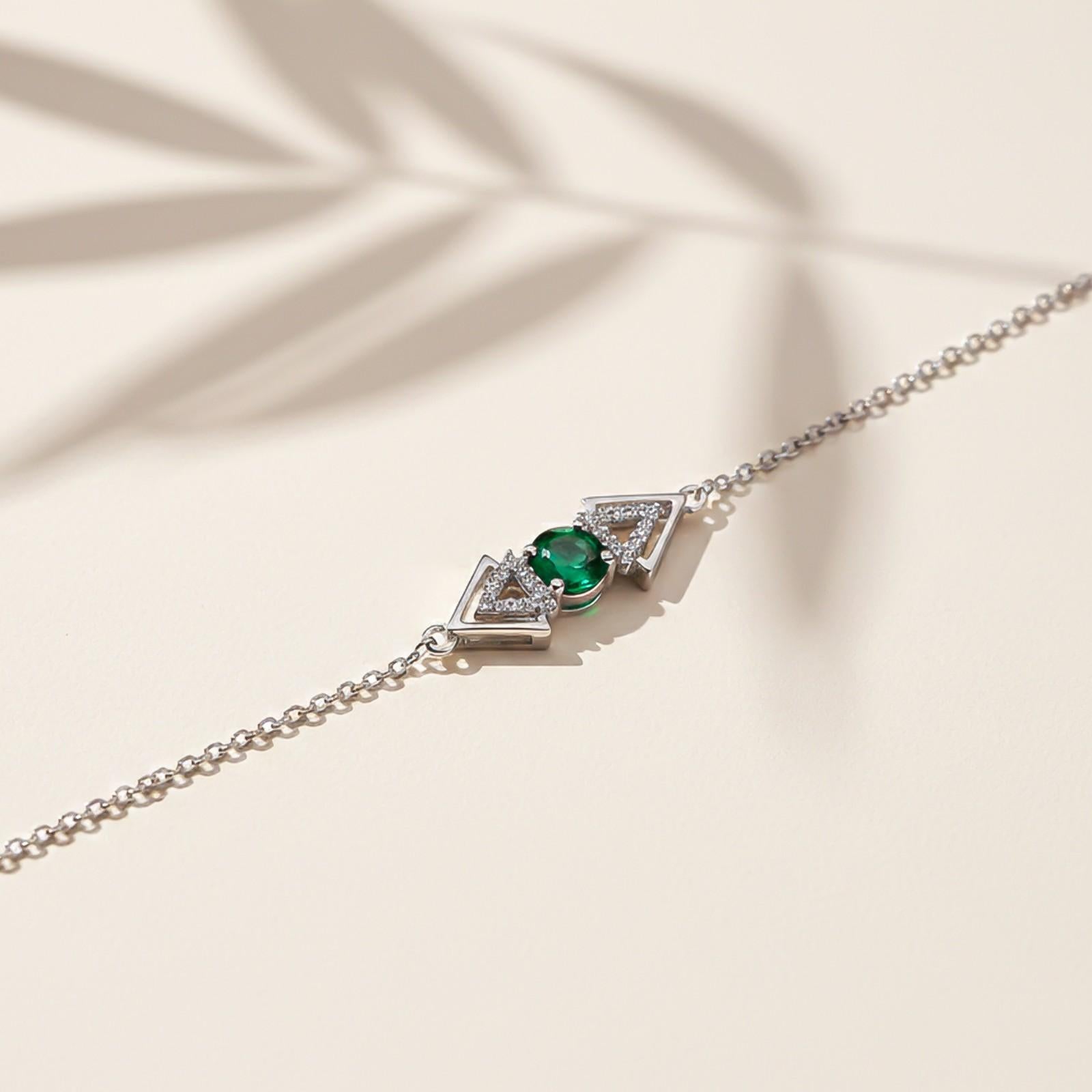 Silver Solitaire Double Triangle Bracelet